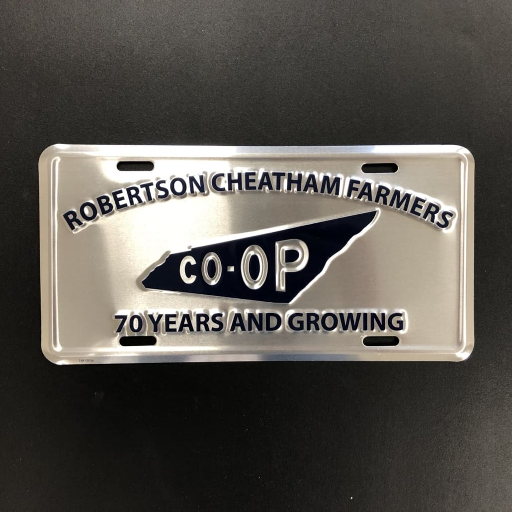 RC COOP 70 Years License Plate – Robertson Cheatham Co-op